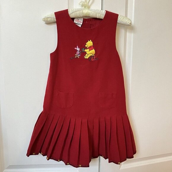 Disney | Dresses | Vintage Winnie The Pooh Disney Store Girls Red Dress ...